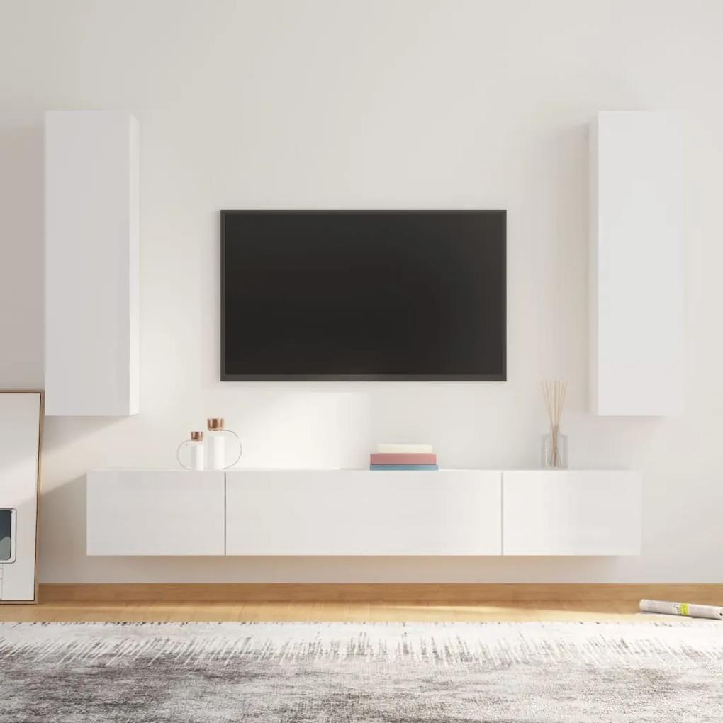 vidaXL 4dílný set TV skříněk kompozitní dřevo [3114207] Barva: bílá s vysokým leskem