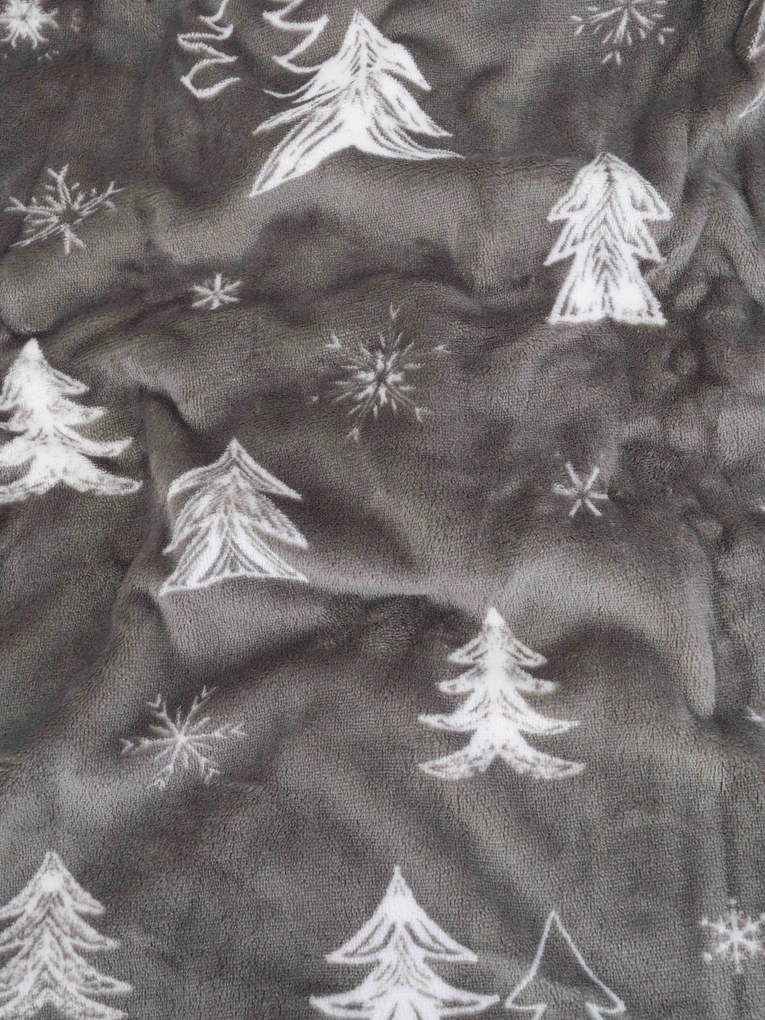 MK Lůžkoviny Prodloužené mikroplyšové povlečení Exclusive - Stromečky šedá 140 × 220 cm, 70 x 90 cm