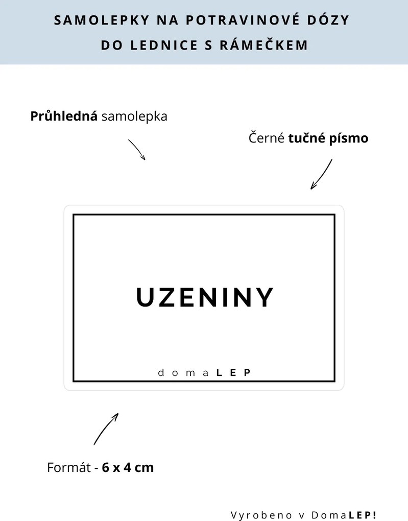 UZENINY - Samolepka s rámečkem na dózy do lednice, 6 x 4 cm