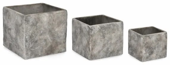 BIZZOTTO Set 3 nízkých květináčů MEILI šedá 0790760