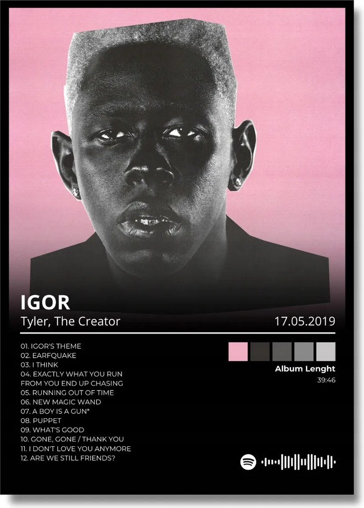 Plakát Tyler The Creator Igor Dárek pro kluka dívky, album v rámečku
