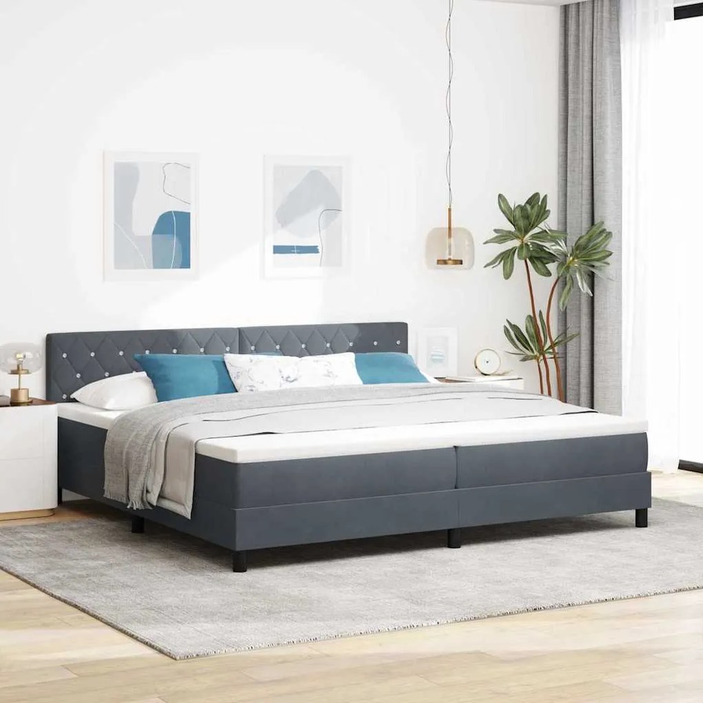 Postel s boxspringem s matrací Tmavě šedá 200 x 200 cm samet 3339129