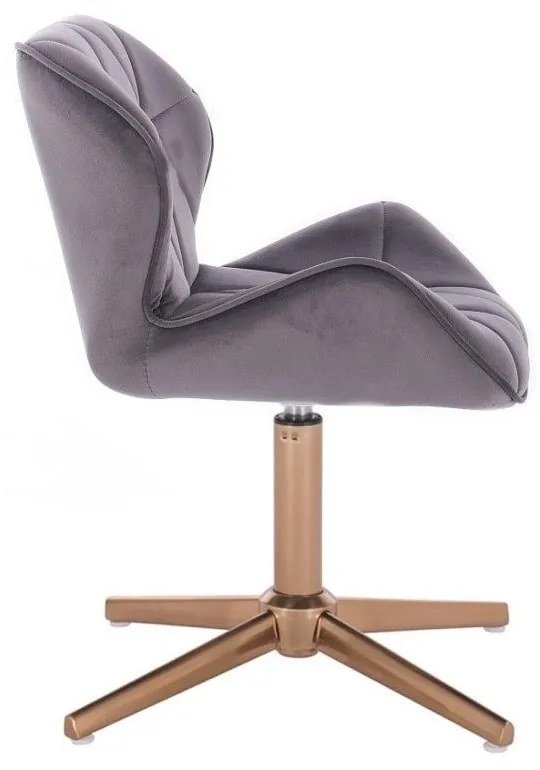 LuxuryForm DESIGN Otočná židle MILANO VELUR na zlatém kříži - tmavě šedá