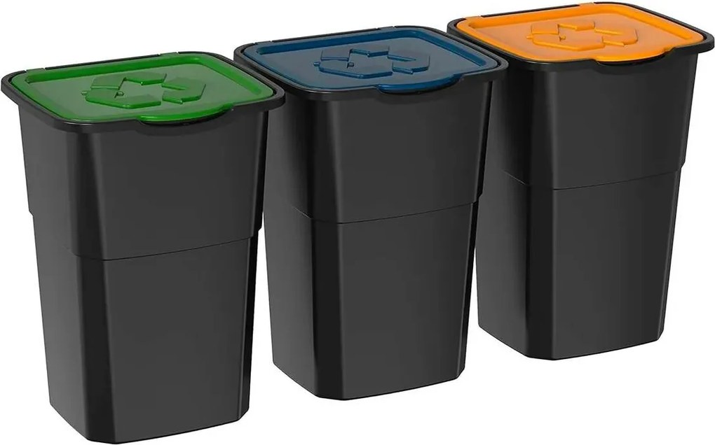 Koš na tříděný odpad Eco 3 Master 50 l BLACK, 3 ks