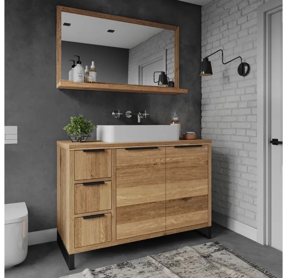 furniture-nabytek.cz - Masivní podstavec pod umyvadlo Sidora z divokého dubu, olejovaný, hnědý – 105×45×74 cm