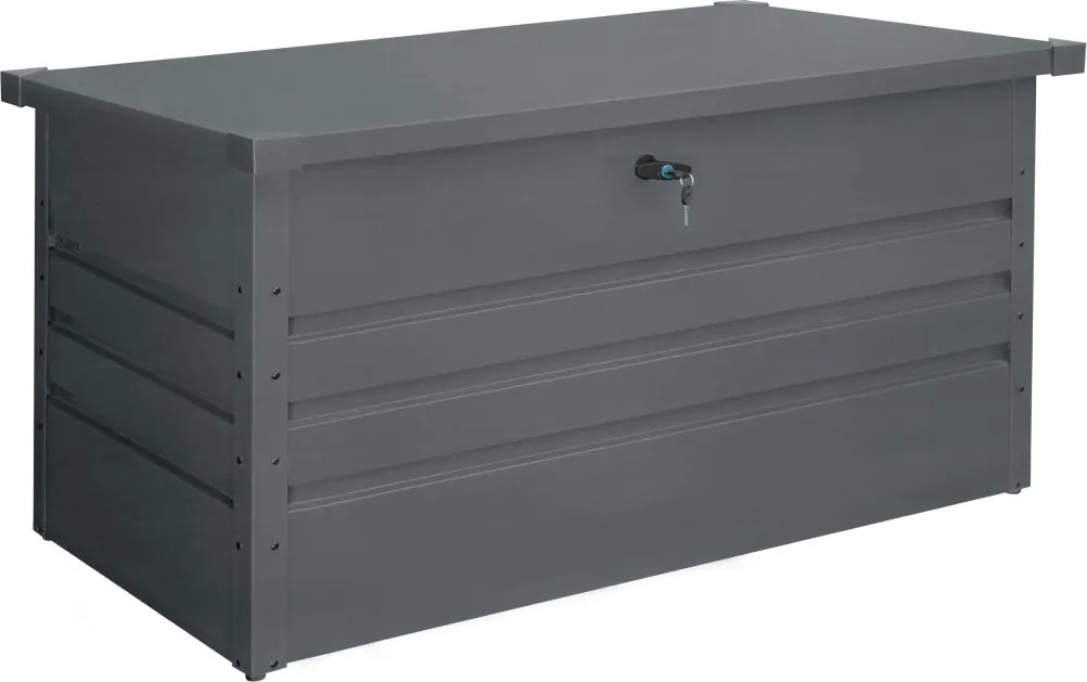 Kovový zahradní úložný box BestBerg ZBK-400A / 400 l / 132 x 62 x 62 cm / šedá