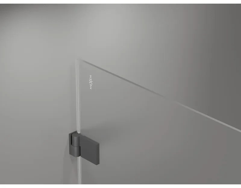Mexen Lunar-B L výklopný sprchový kout levý 70 x 70 cm, čiré sklo, grafitová, 832L-070-070-95-00-L