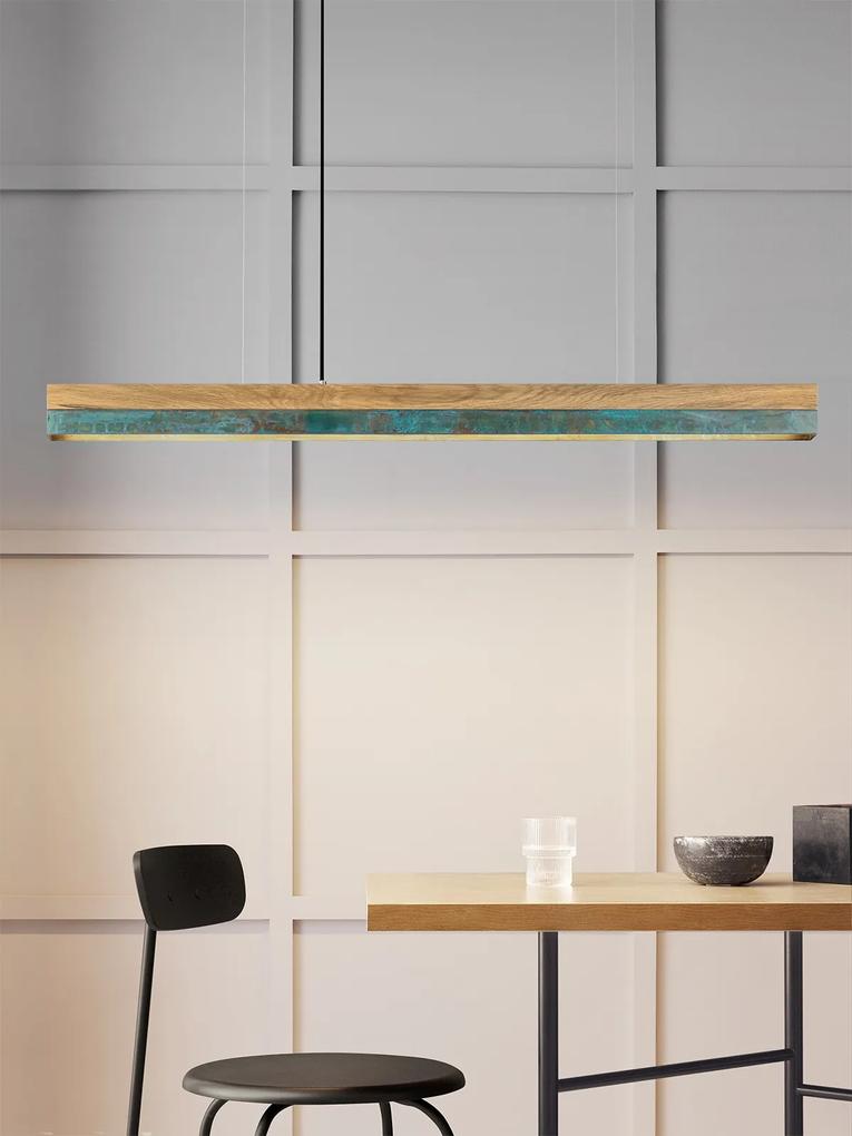 Lineární svítidlo Gant C3 4000K, d. 182cm, oxidovaná měď Barva el. vedení: Grafitová šedá, Povrch - materiál: Dubové dřevo, Délka kabelu: 1,8 m