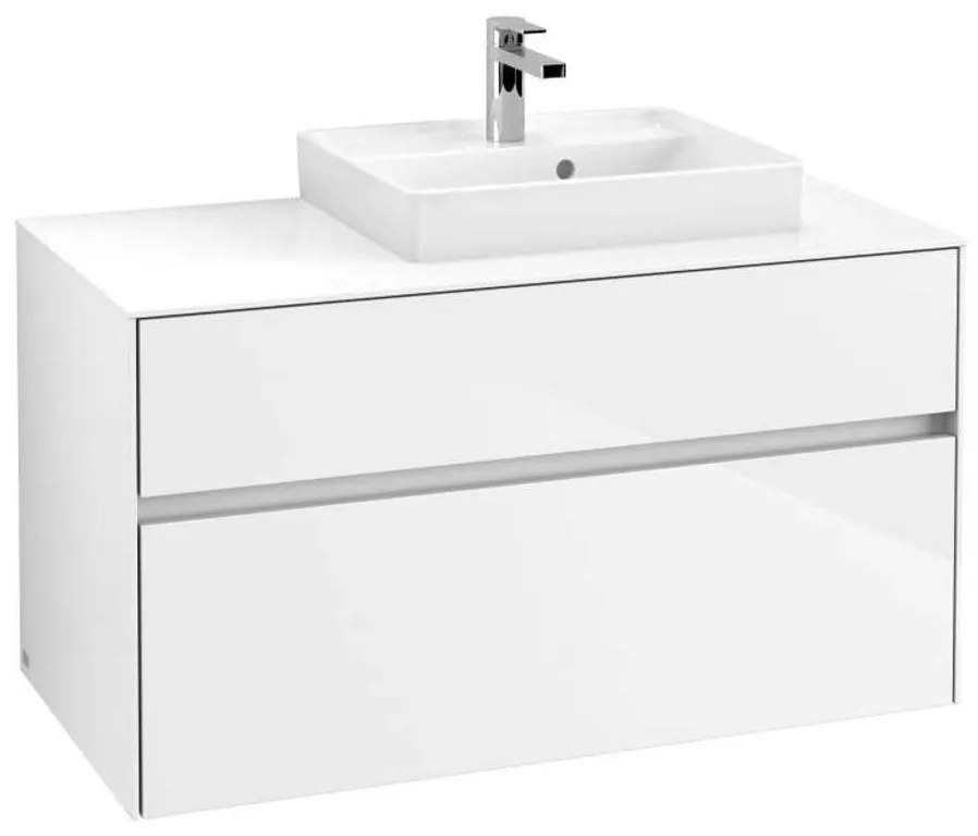 Villeroy & Boch Collaro - Umyvadlová skříňka, 100x55x50 cm, 2 zásuvky, Glossy White C01500DH