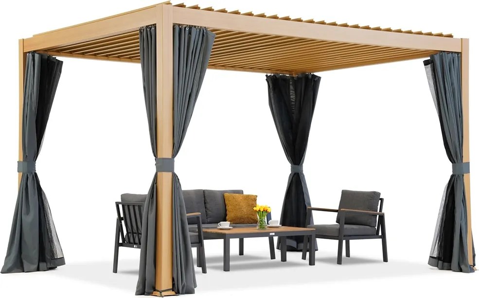 Samostatně stojící terasová pergola Lagos Premium 3x4 Garden Point woodlike - antracit
