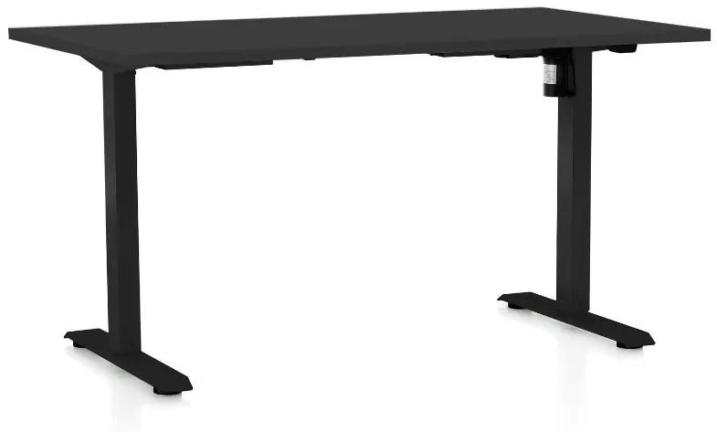 Výškově nastavitelný stůl OfficeTech A, 140 x 80 cm - černá podnož Barva: Bílá