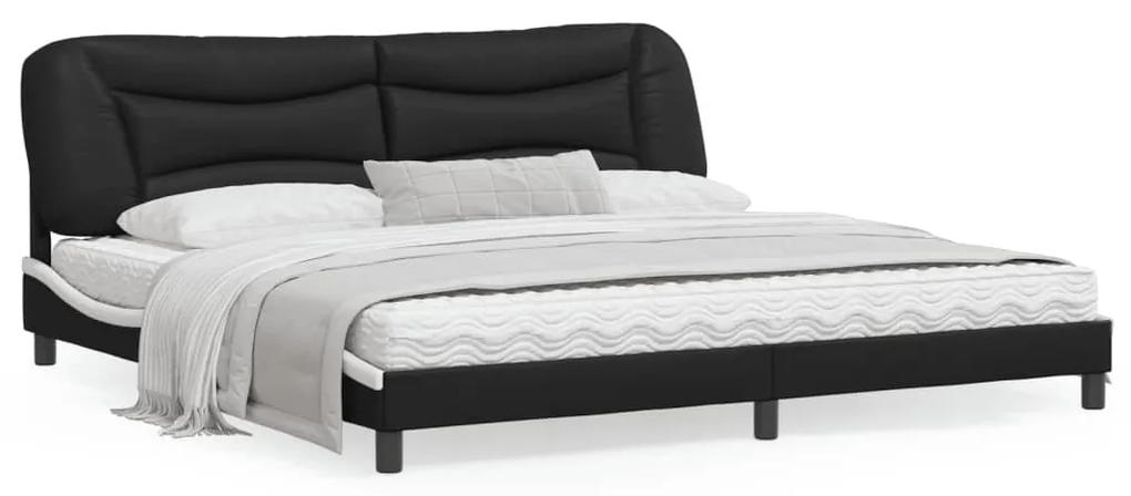 Rám postele s LED osvětlením černý a bílý 200x200 cm umělá kůže,  3213960