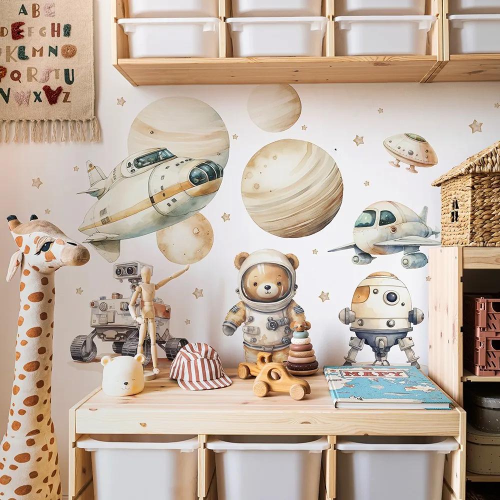 Gario Dětská nálepka na zeď Space adventure - medvídek ve vesmíru