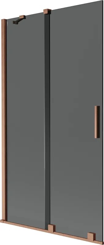 Mexen Velar, 2-křídlová posuvná vanová zástěna 100 x 150 cm, 8mm šedé sklo, měděná matná, 896-100-000-41-65