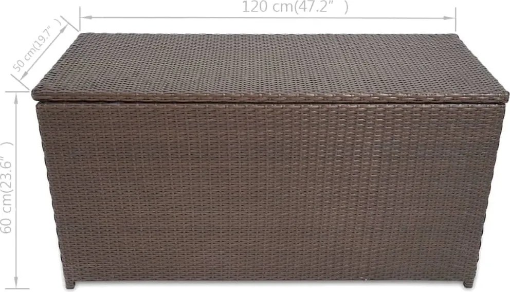 vidaXL Zahradní úložný box 120 x 50 x 60 cm polyratan [42499] Barva: Hnědá