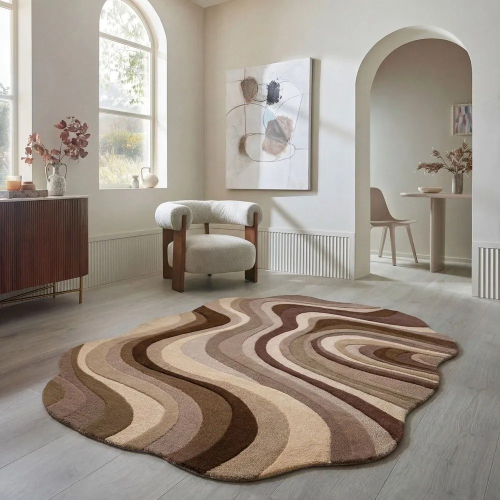 Hnědý/béžový ručně tkaný vlněný koberec 200x290 cm Envy Wool – Flair Rugs