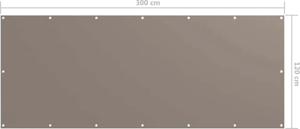 Balkónová zástěna taupe 120 x 300 cm oxfordská látka 134992