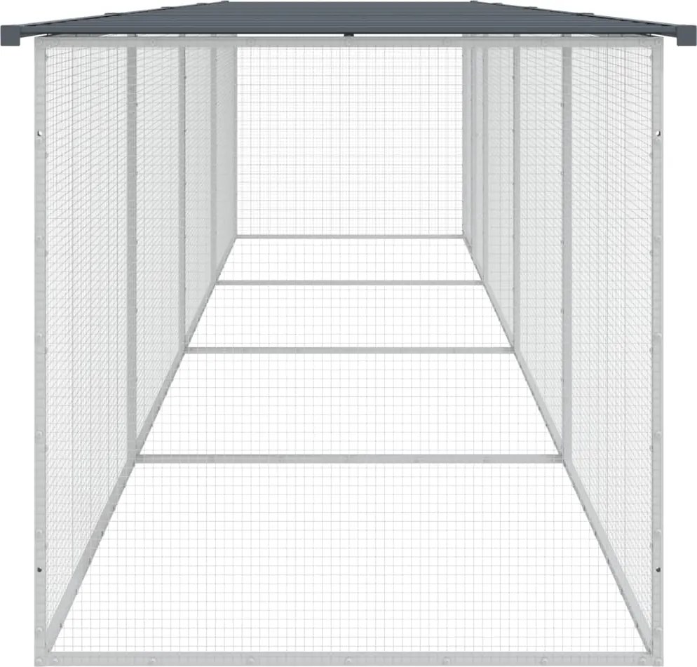 Klec pro kuřata se střechou antracitová 403 x 98 x 90 cm ocel 3189050