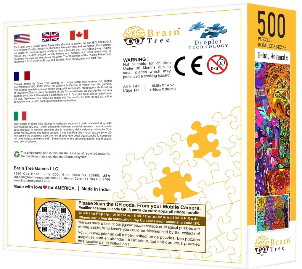 Brain Tree Puzzle Kmenová zvířata 500 dílků