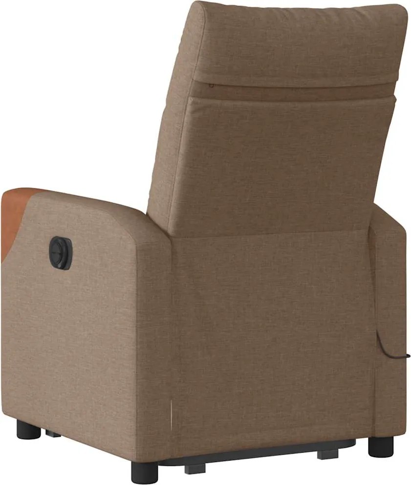 Zvedací masážní polohovací křeslo hnědé textil 3324017