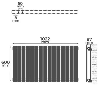 Aquamarin Horizontální radiátor, 600 x 1022 mm