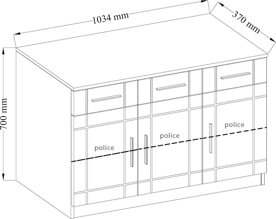 Obývací stěna PARIS + 2x komoda | 340 cm + 103,4 cm + 69 cm | sonoma/grafit