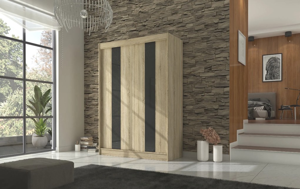 ADRK Furniture Posuvná skříň s lacobelem KAREN 150 SW-KAR-S+BL-150+A278