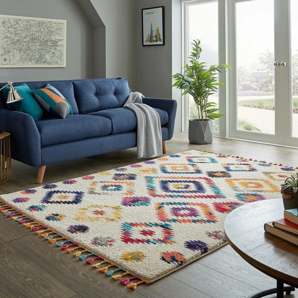 Flair Rugs, Kusový koberec Menara Bohemia Cream, 200x290, vícebarevná, ložnice