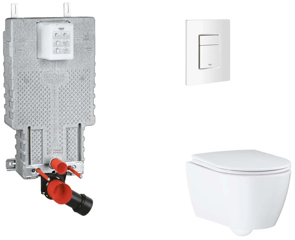 Grohe Uniset - Set předstěnové instalace, klozetu, sedátka SoftClose a tlačítka Skate Cosmopolitan, alpská bílá SANI15BB3113