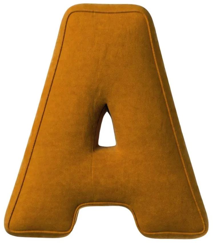 OnaDnes -20% Yellow Tipi Cihlově oranžový sametový polštář písmeno A 40 cm