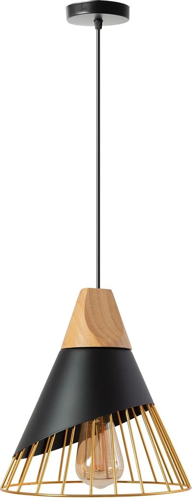 Toolight - závěsná stropní zrcadlová lampa APP224-1CP, černá-zlatá, OSW-00891