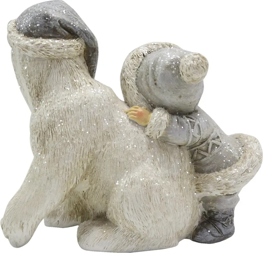 Dekorace děvče objímající medvěda - 11*6*11 cm