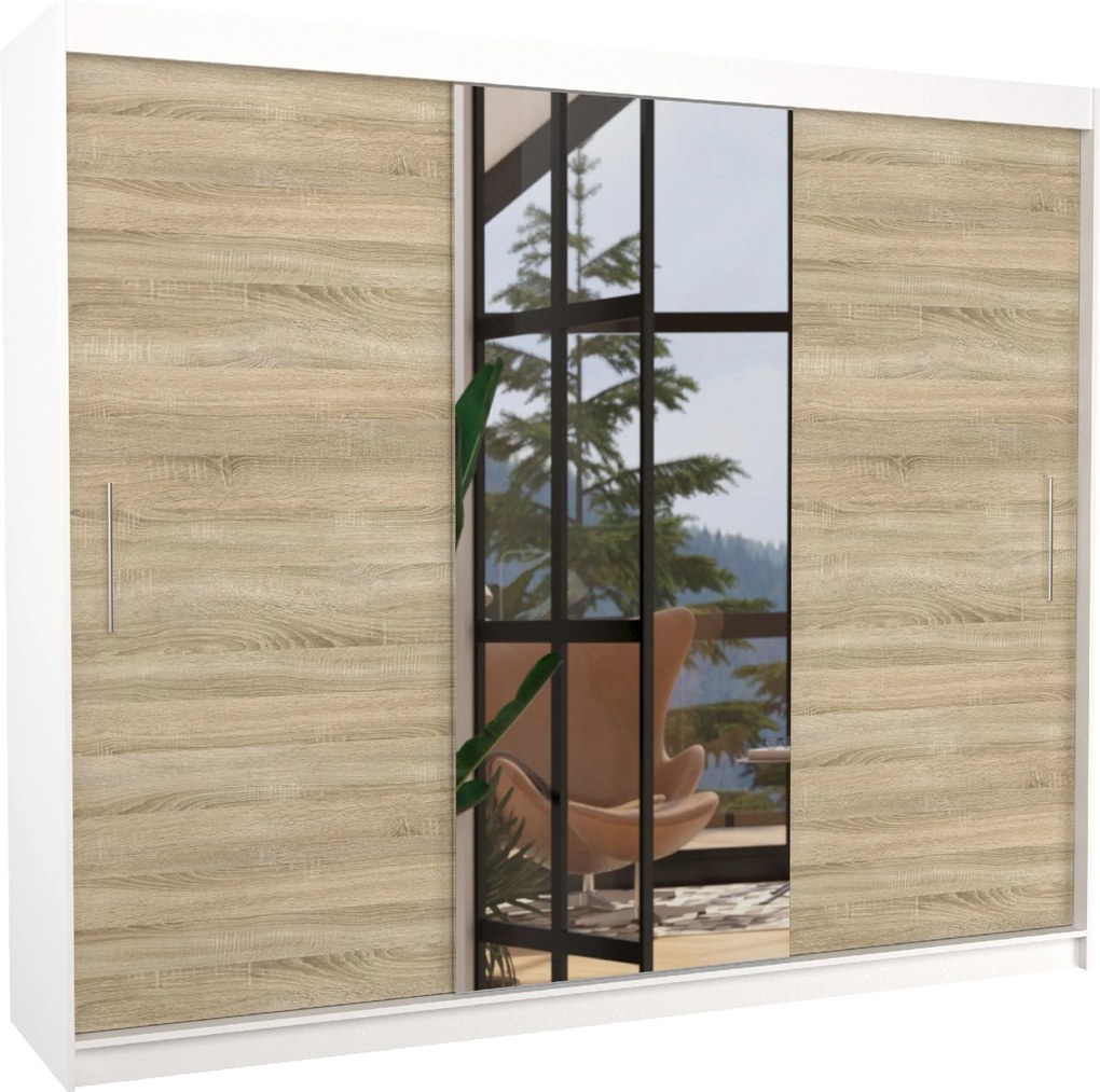ADRK Furniture Posuvná skříň s zrcadlem DENIS 250 ADRK-SW-DEN-WS-250