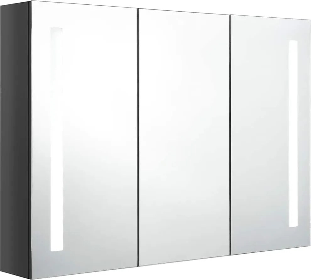 LED koupelnová skříňka se zrcadlem 89 x 14 x 62 cm zářivě šedá 326528