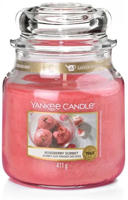 Aromatická svíčka, Yankee Candle Roseberry Sorbet, hoření až 75 hod