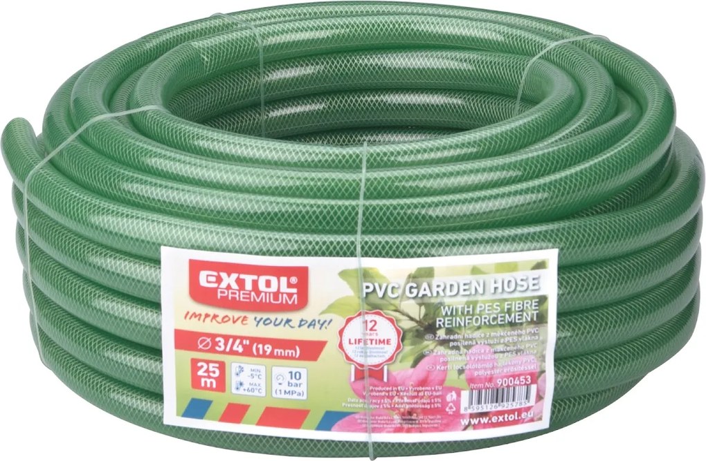 Hadice zahradní průhledná GARDEN, 3/4",25 m, 200 g/m EXTOL PREMIUM 900453