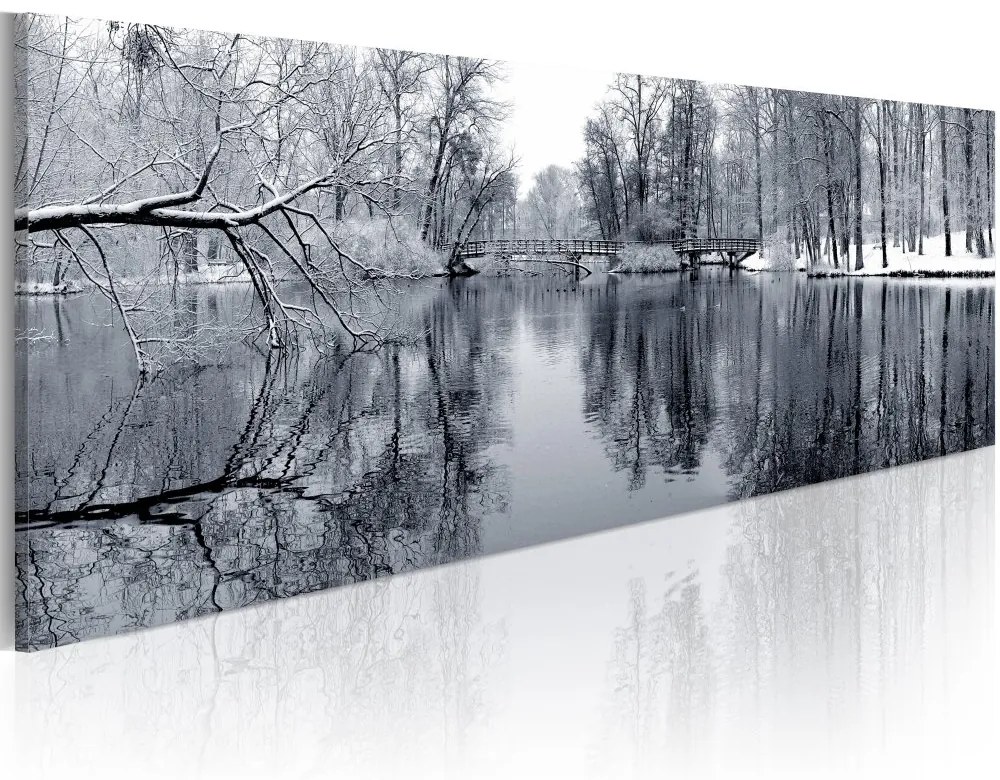 Obraz na plátně Bimago - Krajinomalba zima 120x40 cm
