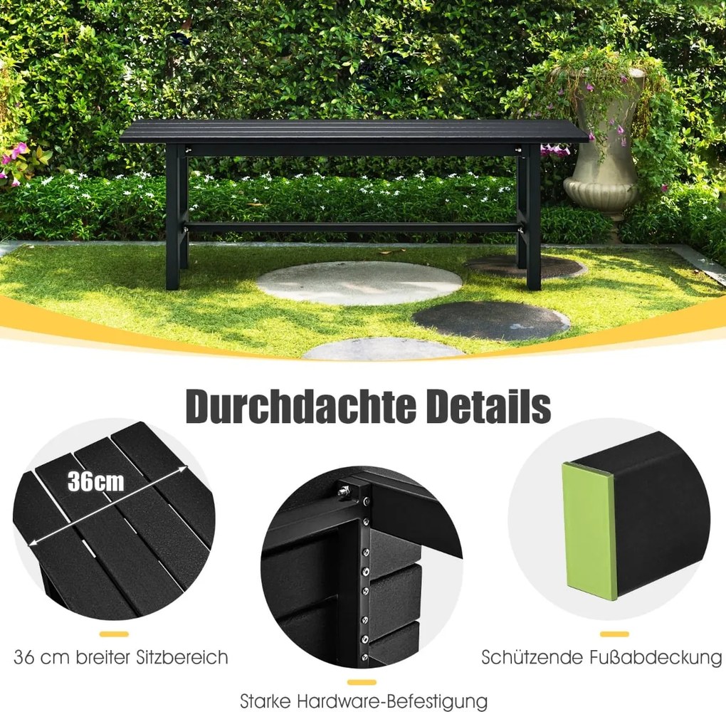 Costway Zahradní lavice pro 2 osoby, nosnost 300 kg, černá