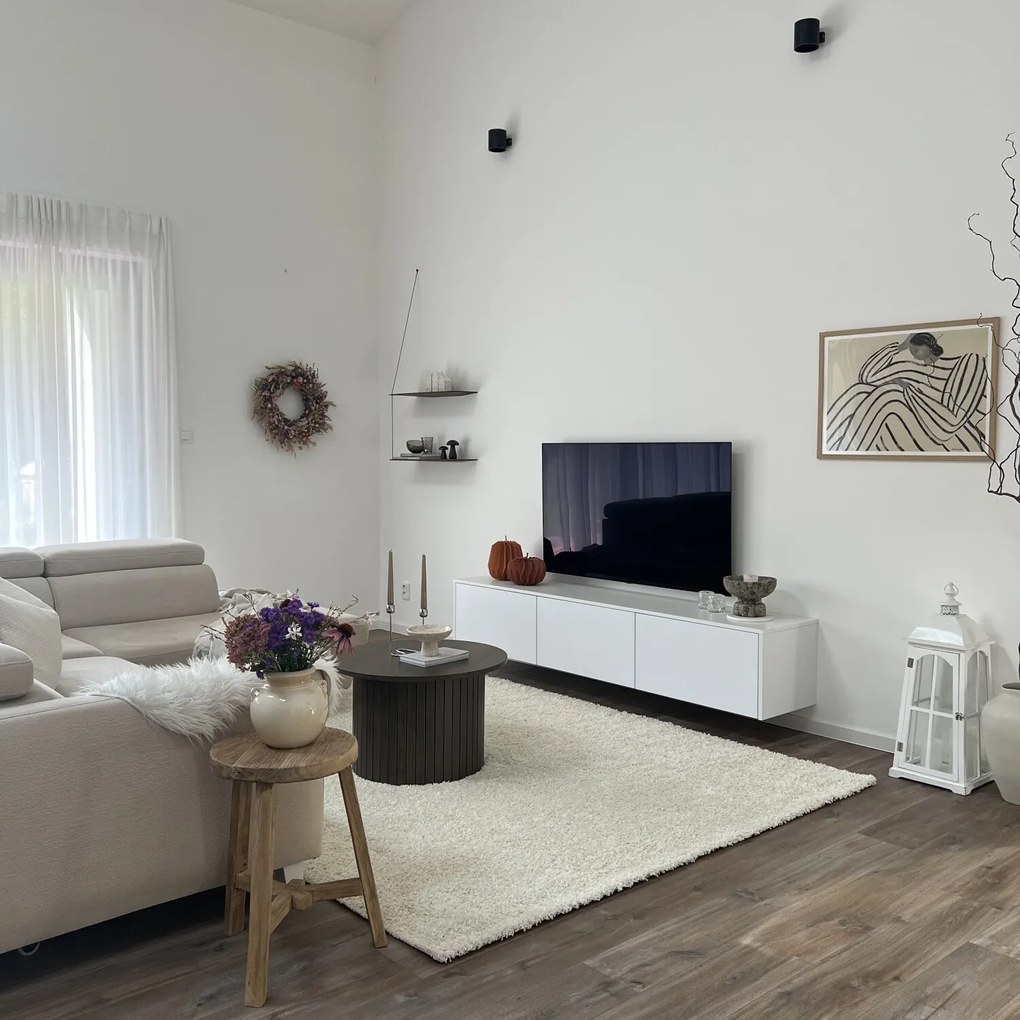 Ayyildiz, Kusový koberec Life Shaggy 1500 cream, 60x110, bílá, ložnice