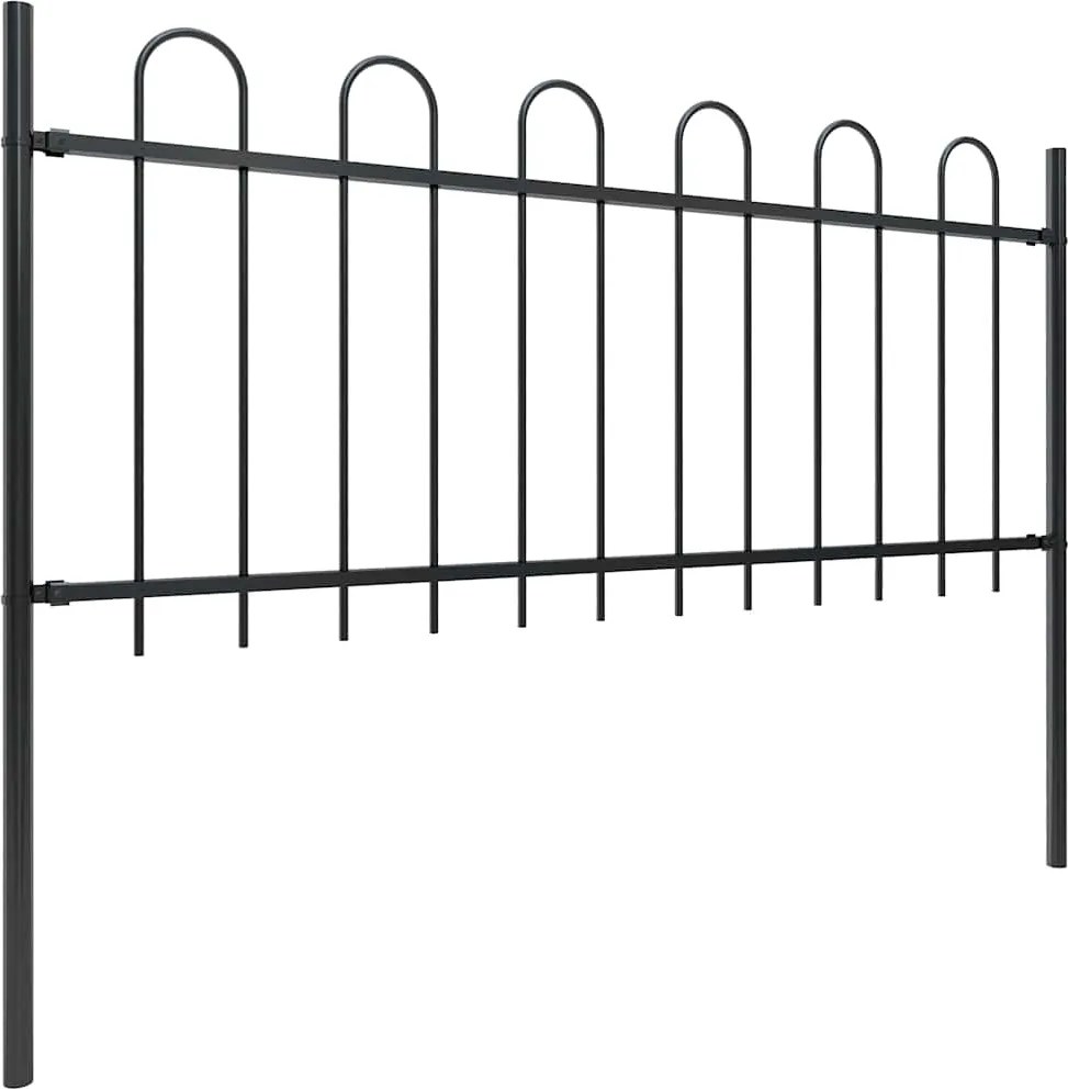 Zahradní plot s obloukem nahoře ocelový 1673 x 80 cm černý 277656