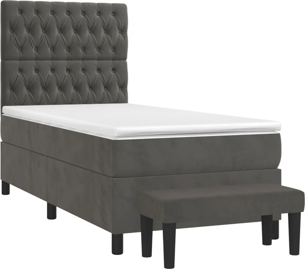 Box spring postel s matrací tmavě šedá 100x200 cm samet 3138008