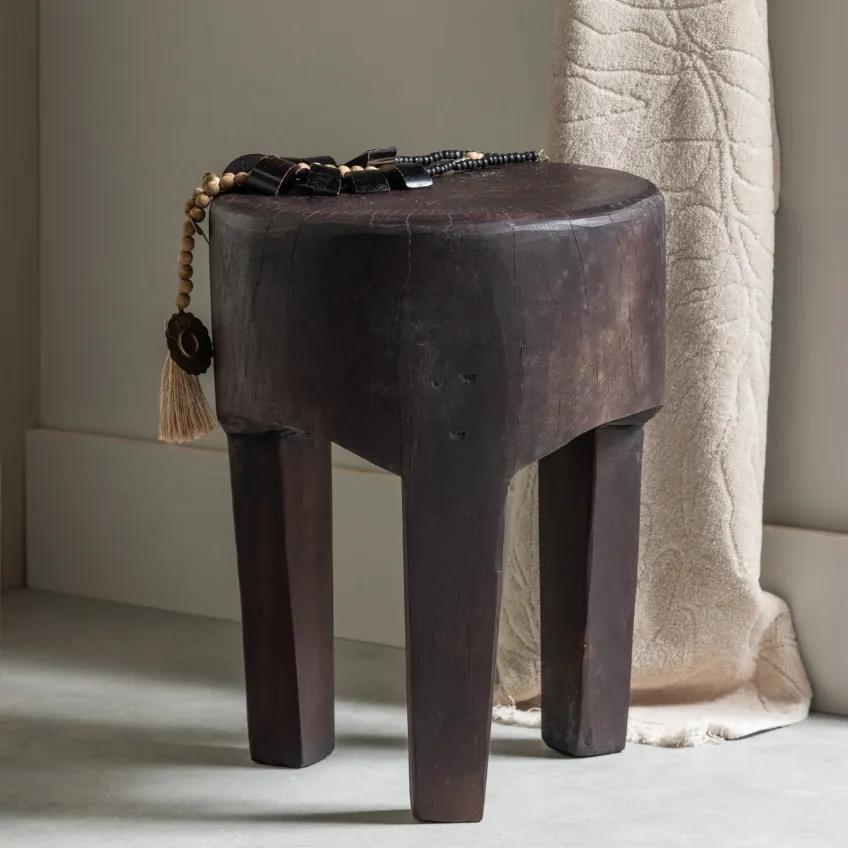 Hoorns Hnědý dřevěný odkládací stolek Pepper 35 cm