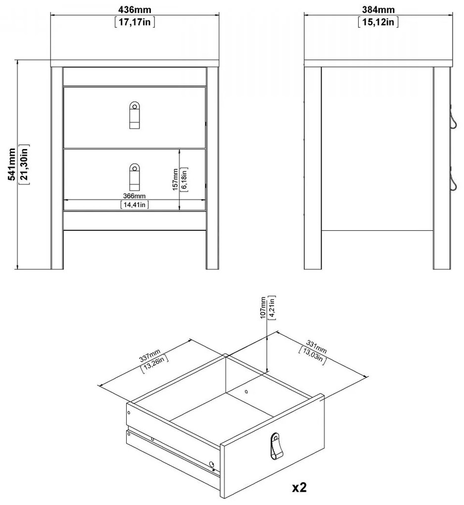 Tvilum Noční stolek Real černá