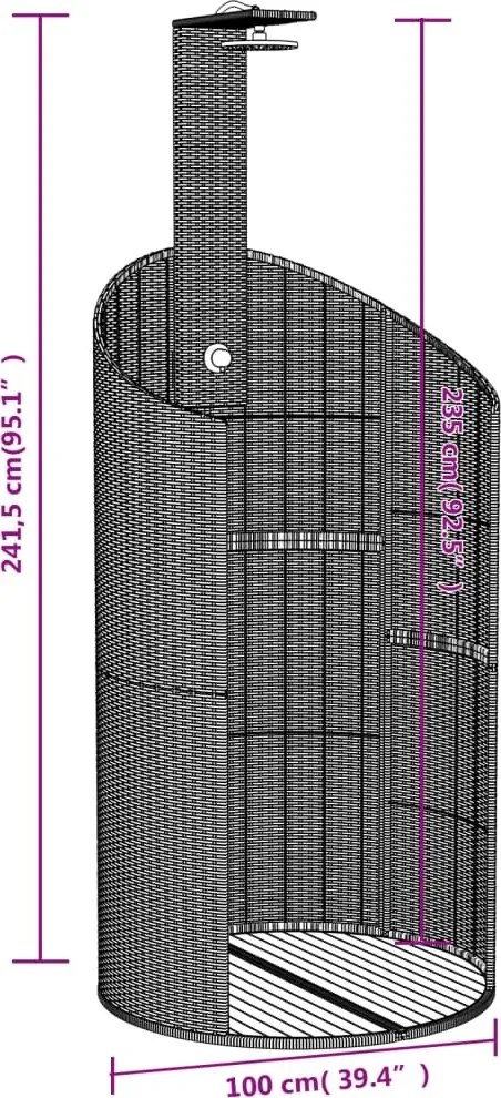 vidaXL Venkovní sprcha 100 x 100 x 241,5 cm polyratan a akácie [368214] Barva: Šedá