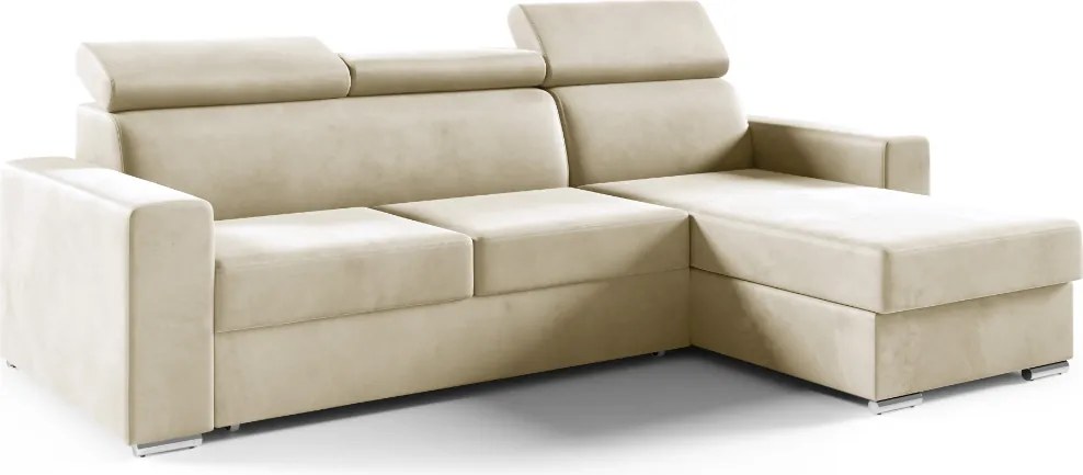 Rohová rozkládací sedací souprava do L MOKKA, 236 cm, s úložným prostorem Roh pohovky: Levý roh, Barva látky Monolith: Tmavě modrá (Monolith 77)