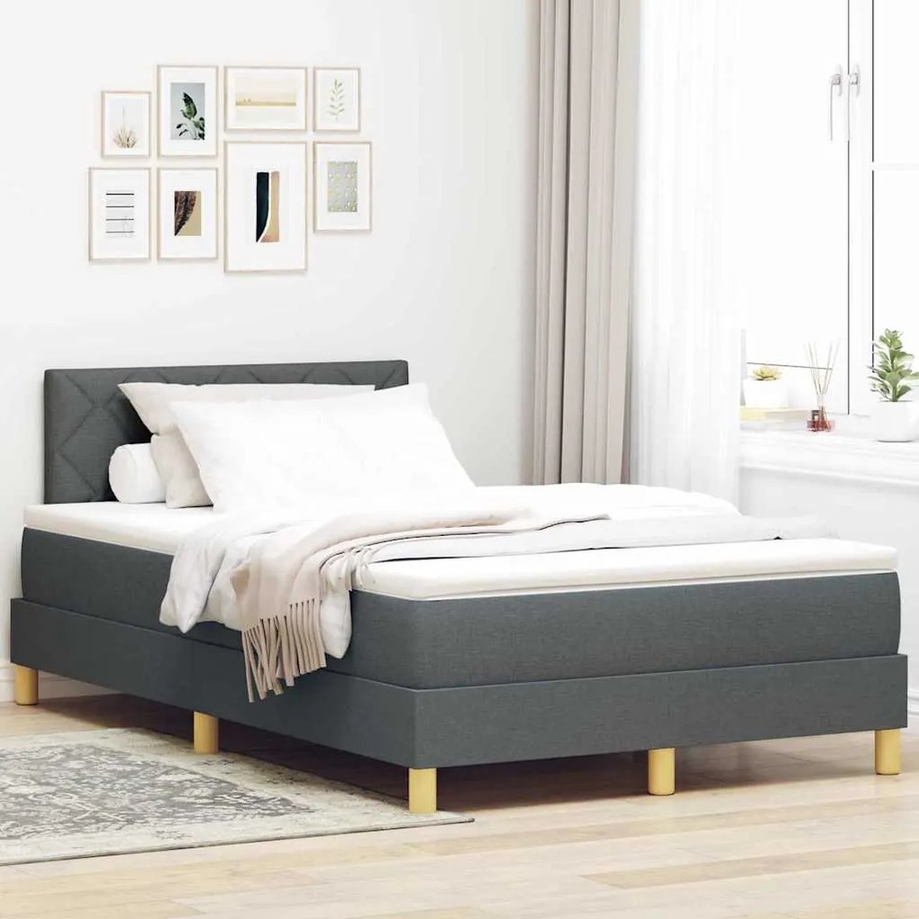 Postel s boxspringem s polštářem Tmavě šedá 120 x 190 cm textil 3338980