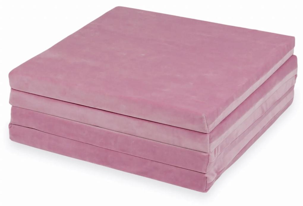 Mimii Hrací skládací podložka 120 x 120 cm, Velvet Soft růžový