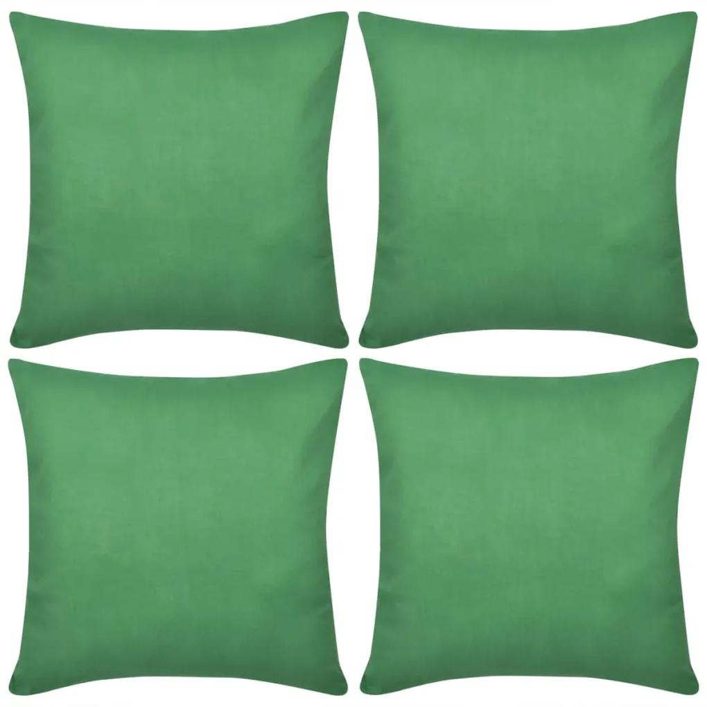 130923 vidaXL 4 zelené povlaky na polštářky 50 x 50 cm