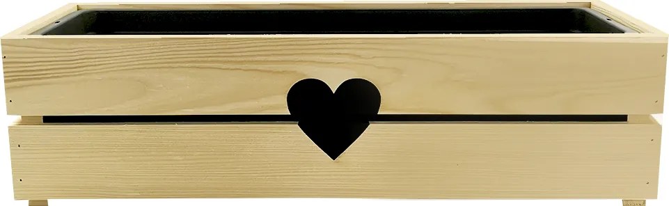 AMADEA Dřevěný obal s truhlíkem se srdcem, 62x21,5x17cm Český výrobek