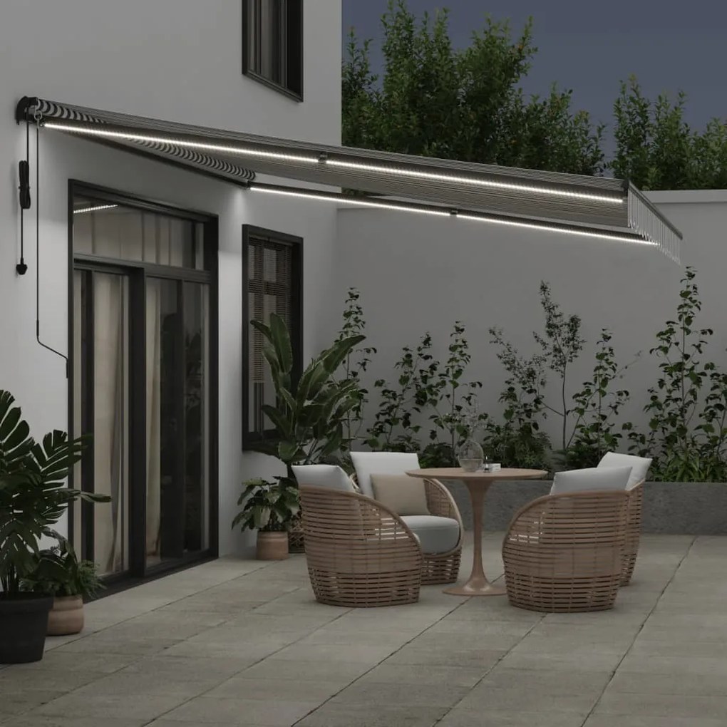 Automatická zatahovací markýza s LED antracit a bílá 450x350 cm 3215815